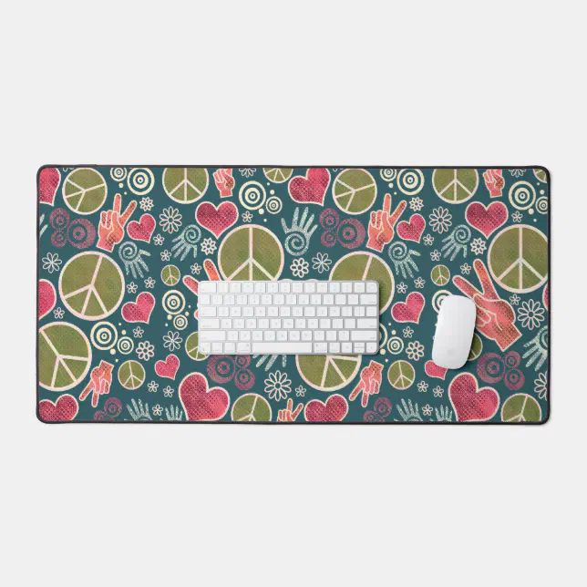 Peace Symbol Hipster Pacifism Sign Design Desk Mat | Zazzle