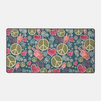Peace Symbol Hipster Pacifism Sign Design Desk Mat | Zazzle