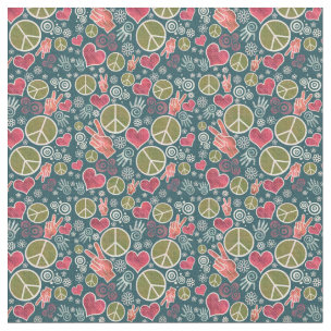 Pop Art Peace Symbols Fabric | Zazzle.com