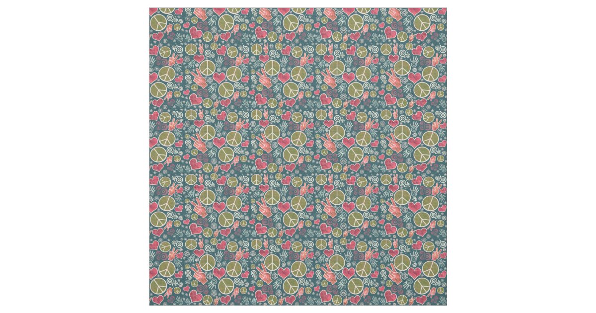 Peace Symbol Hipster Pacifism Sign Design Fabric | Zazzle