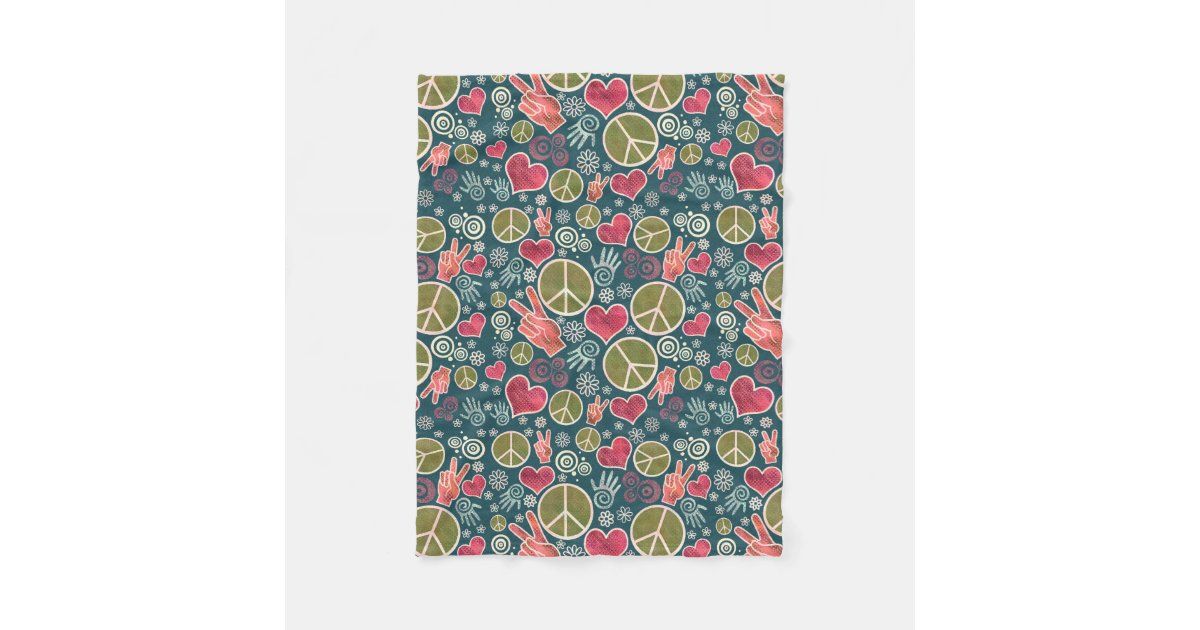 Peace Symbol Hipster Pacifism Sign Design Fleece Blanket | Zazzle