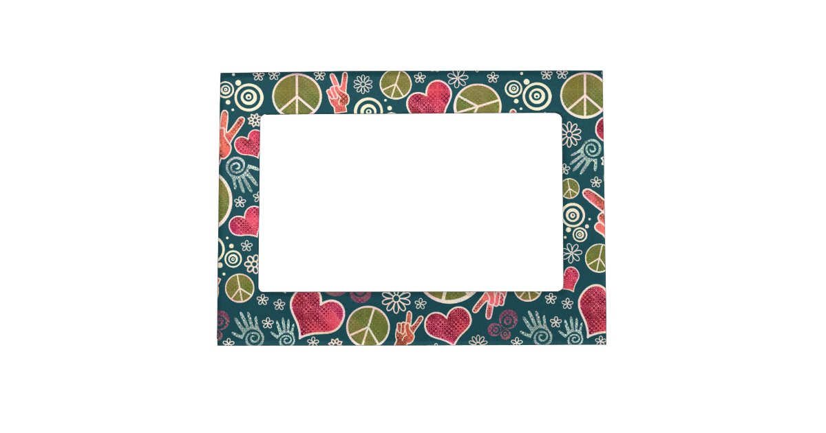 Peace Symbol Hipster Pacifism Sign Design Magnetic Frame | Zazzle