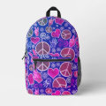 Peace Symbol Hipster Pacifism Sign Design Purple Printed Backpack | Zazzle
