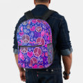 Peace Symbol Hipster Pacifism Sign Design Purple Printed Backpack | Zazzle