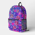 Peace Symbol Hipster Pacifism Sign Design Purple Printed Backpack | Zazzle