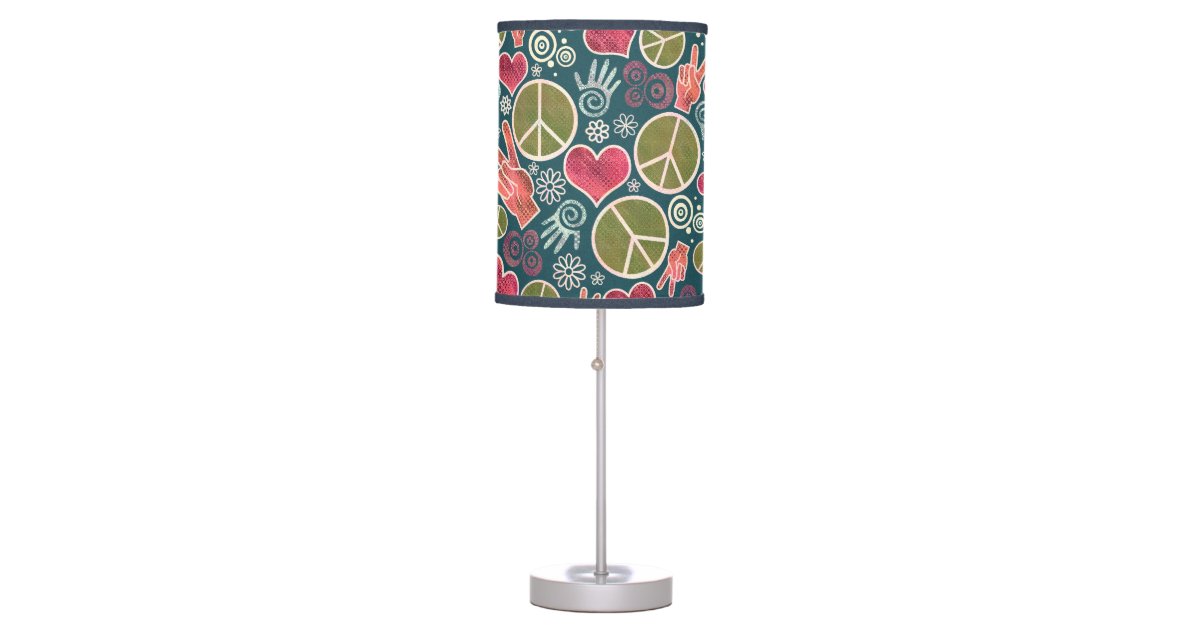 Peace Symbol Hipster Pacifism Sign Design Table Lamp | Zazzle