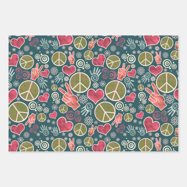 Peace Symbol Hipster Pacifism Sign Design Wrapping Paper Sheets | Zazzle