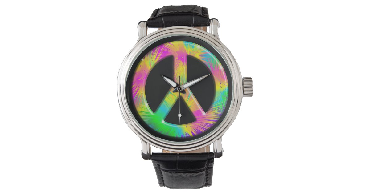 Peace Symbol Psychedelic Art Design watches | Zazzle