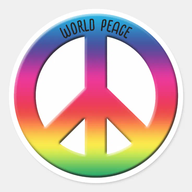 Peace Symbol Rainbow Spectrum, Power of Peace Classic Round Sticker ...