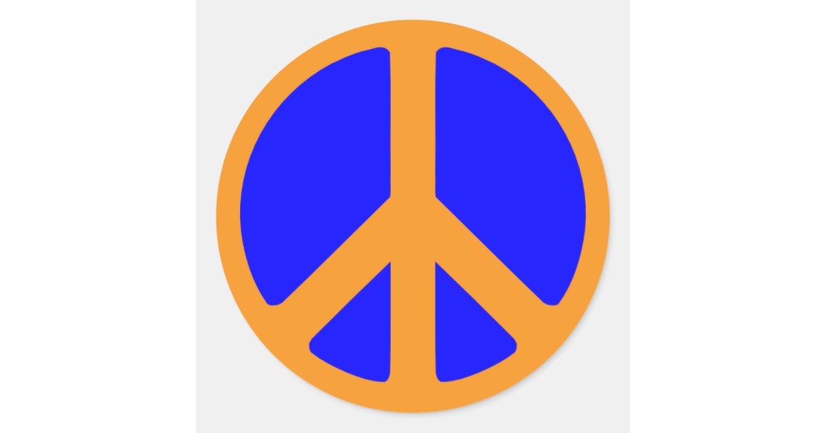 Peace Symbol sticker in blue and gold | Zazzle