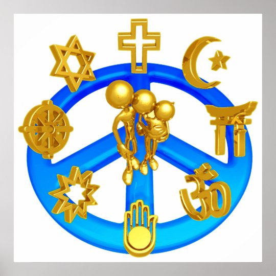 Peace Symbol Uniting All World Religions Poster | Zazzle.com