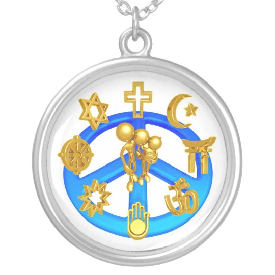 Peace Symbol Uniting All World Religions Silver Plated Necklace ...