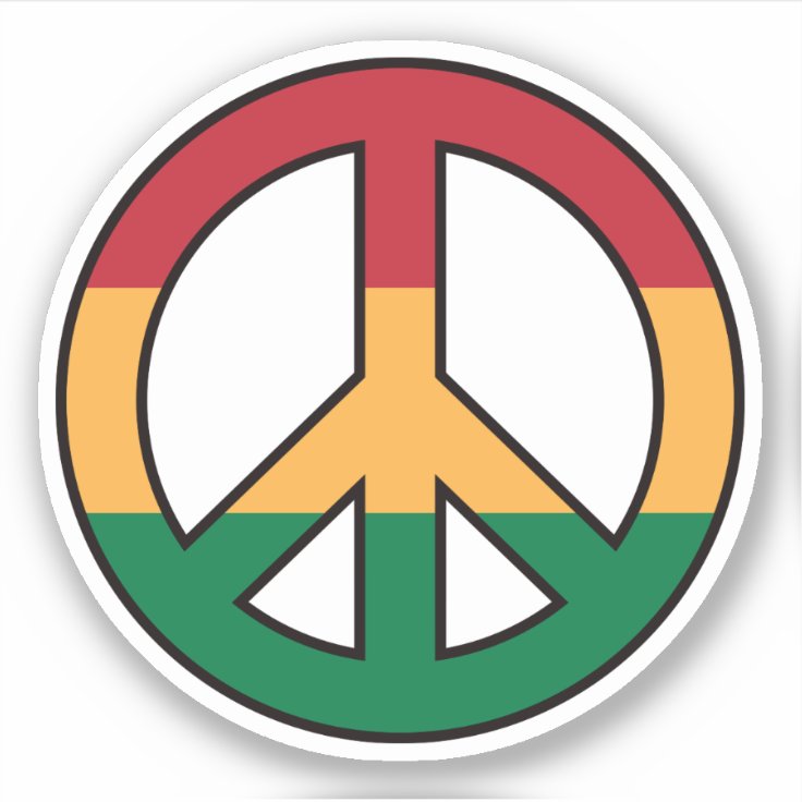 Peace symbol with rasta colors sticker | Zazzle