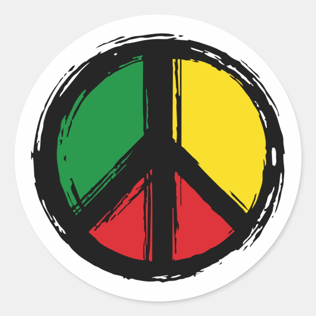 Peace Symbol with reaggae colors Classic Round Sticker | Zazzle