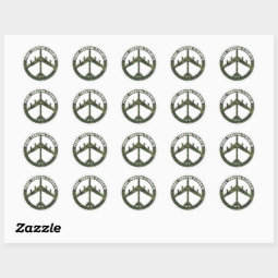 Peace Through Strength Classic Round Sticker | Zazzle