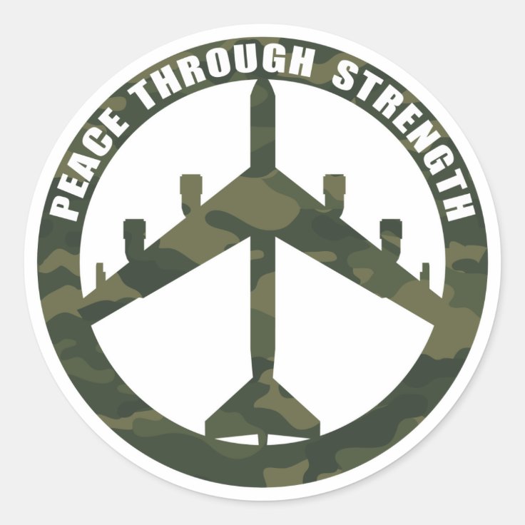 Peace Through Strength Classic Round Sticker | Zazzle