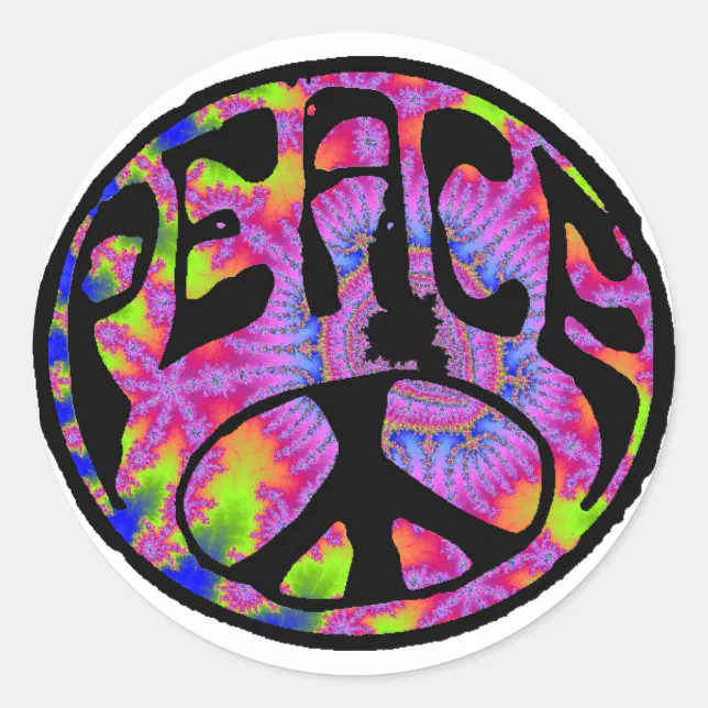 Peace - Tie Dyed Background Classic Round Sticker | Zazzle