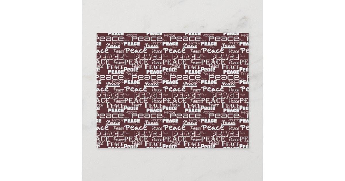 Peace Word Art Red Postcard | Zazzle