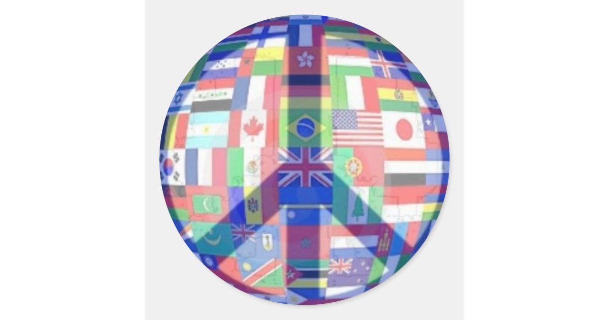 Peace & World Flags Sticker | Zazzle