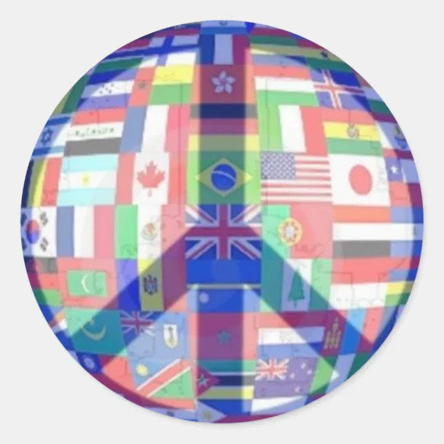 Peace & World Flags Sticker | Zazzle