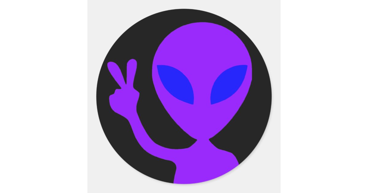 Peaceful Alien Classic Round Sticker | Zazzle