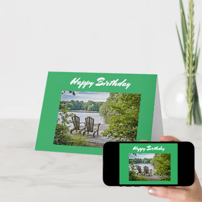 **PEACEFUL BIRTHDAY AT THE LAKE** BIRTHDAY WISH HOLIDAY CARD | Zazzle