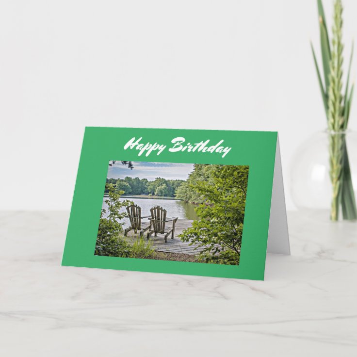 **PEACEFUL BIRTHDAY AT THE LAKE** BIRTHDAY WISH HOLIDAY CARD | Zazzle