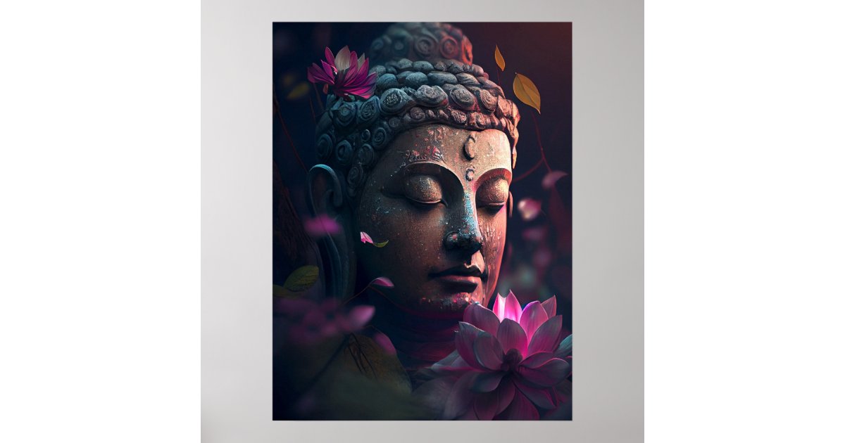 Peaceful Face of Buddha | Art Poster | Zazzle