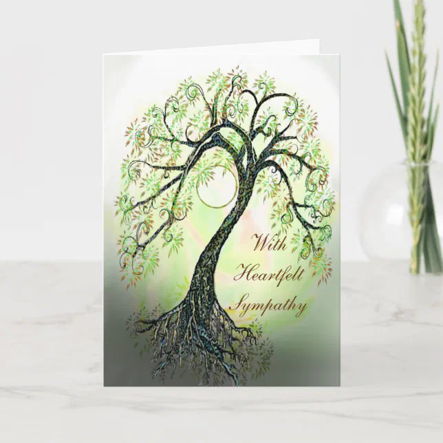 Peaceful Green Tree of Life Sympathy Card | Zazzle