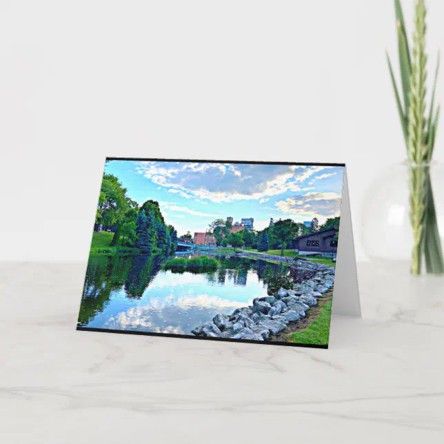 Peaceful Manitowoc River Reflections Greeting Card | Zazzle