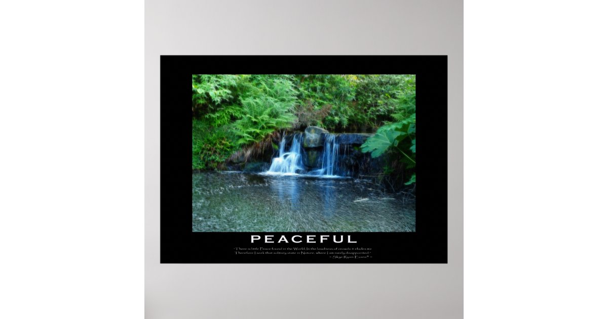 PEACEFUL Motivational Forest Stream Poster | Zazzle