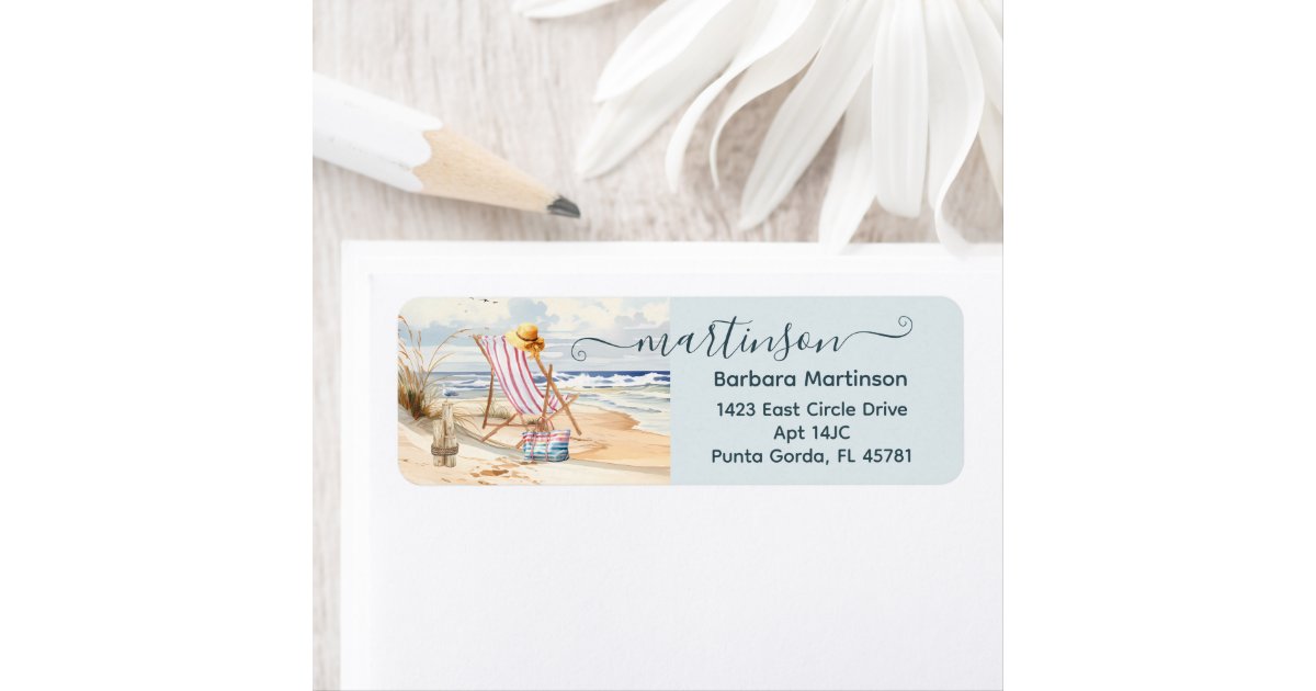 Peaceful Seascape Beach Ocean Return Address Label | Zazzle