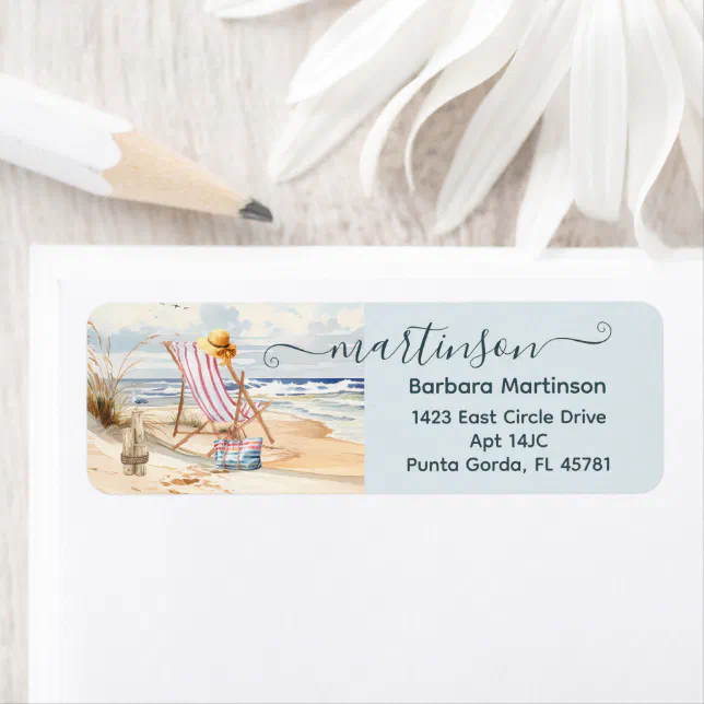 Peaceful Seascape Beach Ocean Return Address Label | Zazzle