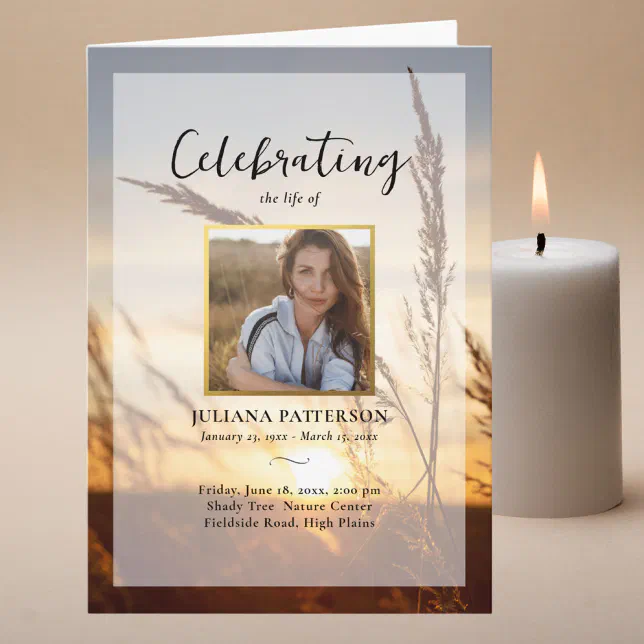 Peaceful Sunset Field Celebration of Life Funeral Program | Zazzle