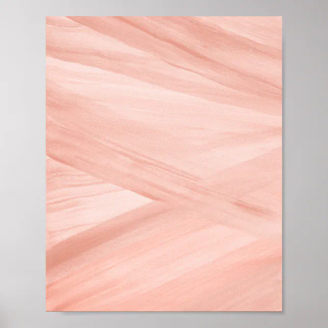 Peach Abstract Lines Brushstroke Art Poster | Zazzle
