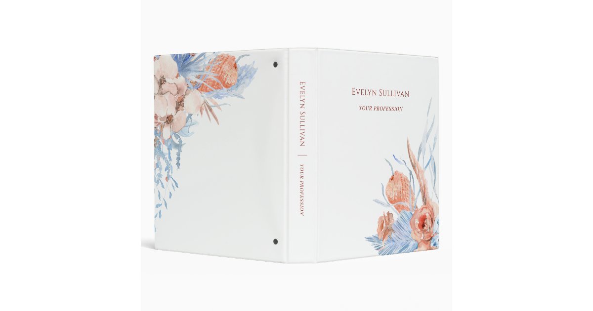 Peach and blue tropical binder | Zazzle