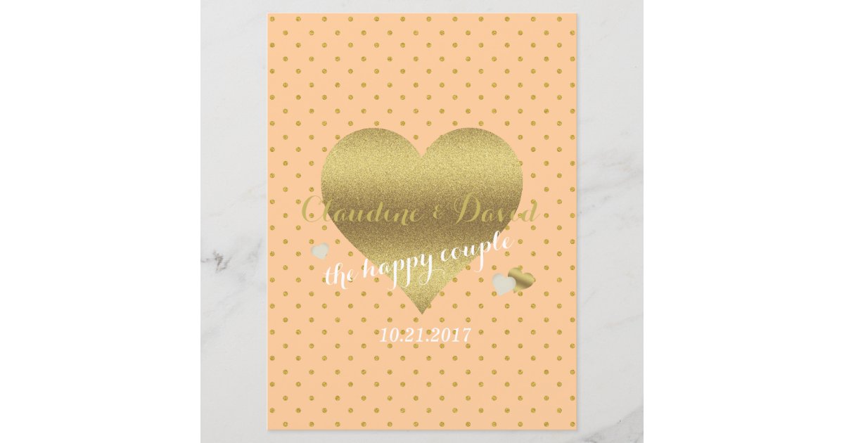 Peach And Gold Polka Dot Ceremony Wedding Program | Zazzle