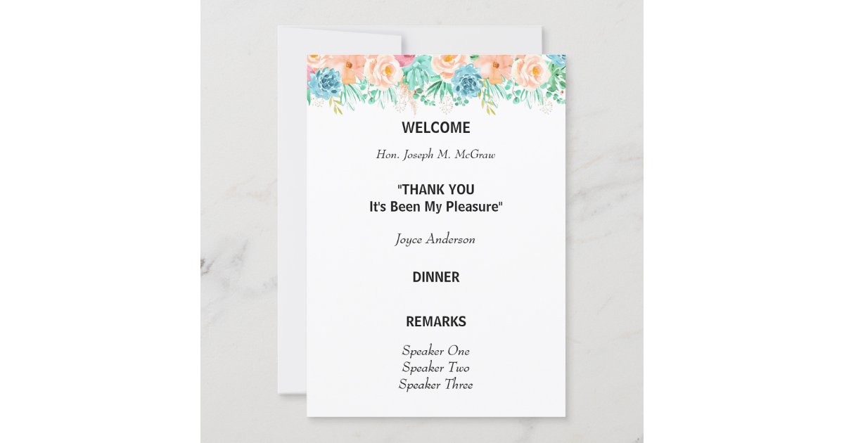 Peach and Green Floral Retirement Program | Zazzle