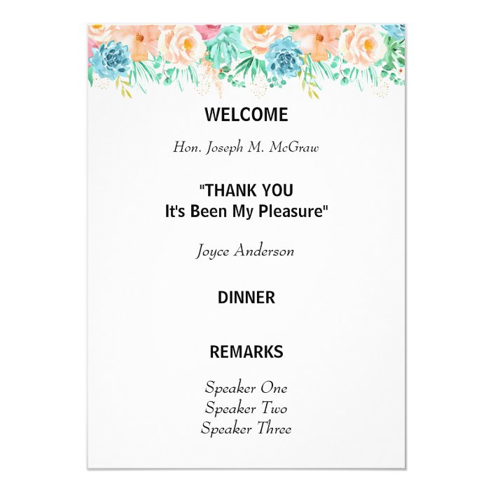 Peach and Green Floral Retirement Program | Zazzle.com