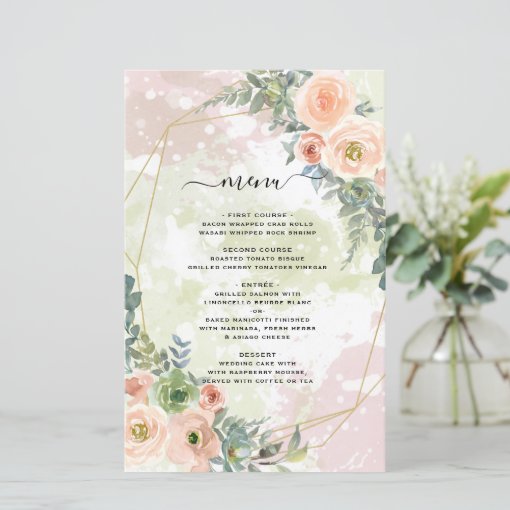 Peach and Green Gold Geometric Frame | Zazzle