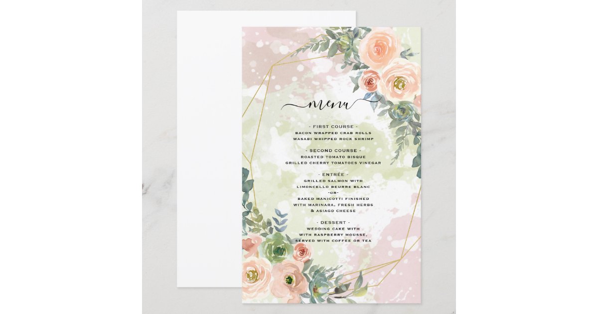 Peach and Green Gold Geometric Frame | Zazzle