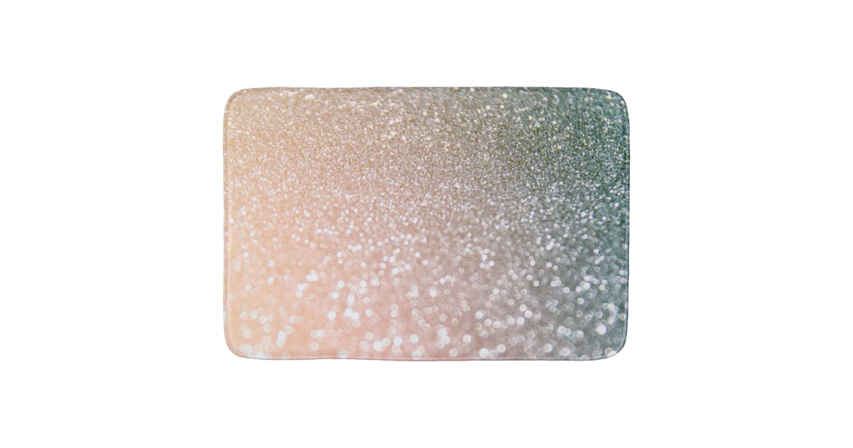 Peach and Grey Sparkle Glamour Glitter Bath Mat | Zazzle