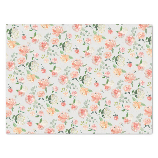 Peach and Pink Feminine Floral Pattern Tissue Paper | Zazzle