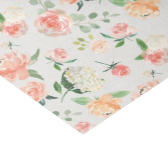 Peach and Pink Feminine Floral Pattern Tissue Paper | Zazzle