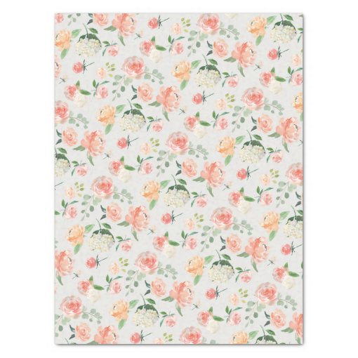 Peach and Pink Feminine Floral Pattern Tissue Paper | Zazzle
