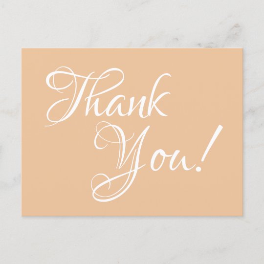 Peach and White Calligraphy Thank You Postcard | Zazzle.com