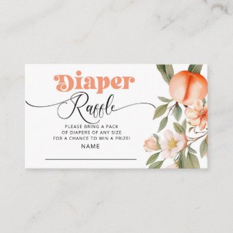 Peach baby shower diaper raffle ticket enclosure card | Zazzle
