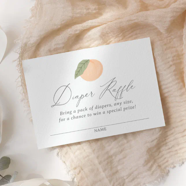 Peach Baby Shower Diaper Raffle Ticket Enclosure Card | Zazzle