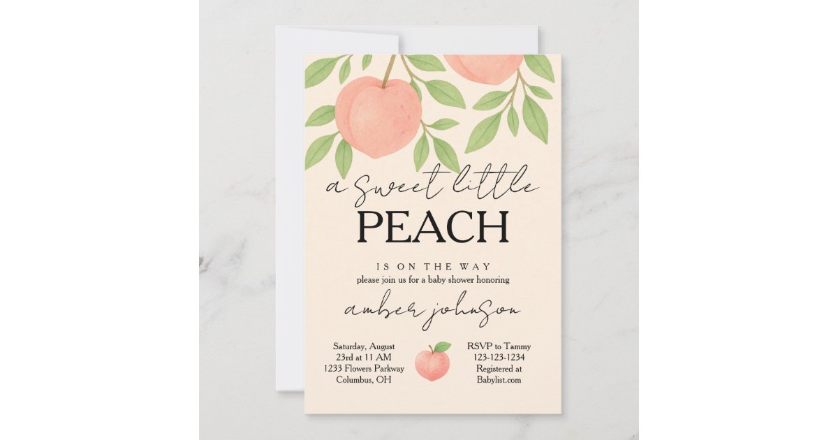 Peach Baby Shower Invitation | Zazzle