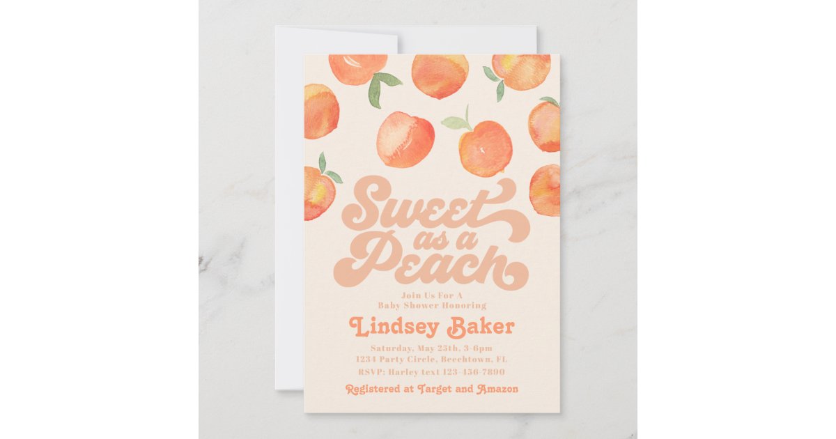 Peach Baby Shower Invitation | Baby Peach | Zazzle